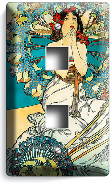 ALPHONSE MUCHA BIRDS GIRL LIGHT SWITCH OUTLET WALL PLATES ROOM NOUVEAU ...