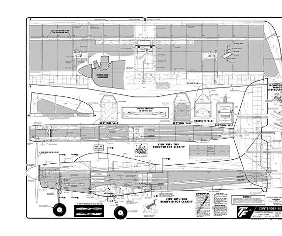 Contender 40 Trainer 47" Wingspan RC Model Airplane Printed Plans ...