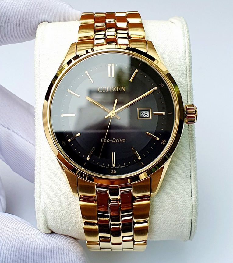 Citizen Addysen Sapphire Crystal Black Dial Gold Tone Men's Watch ...