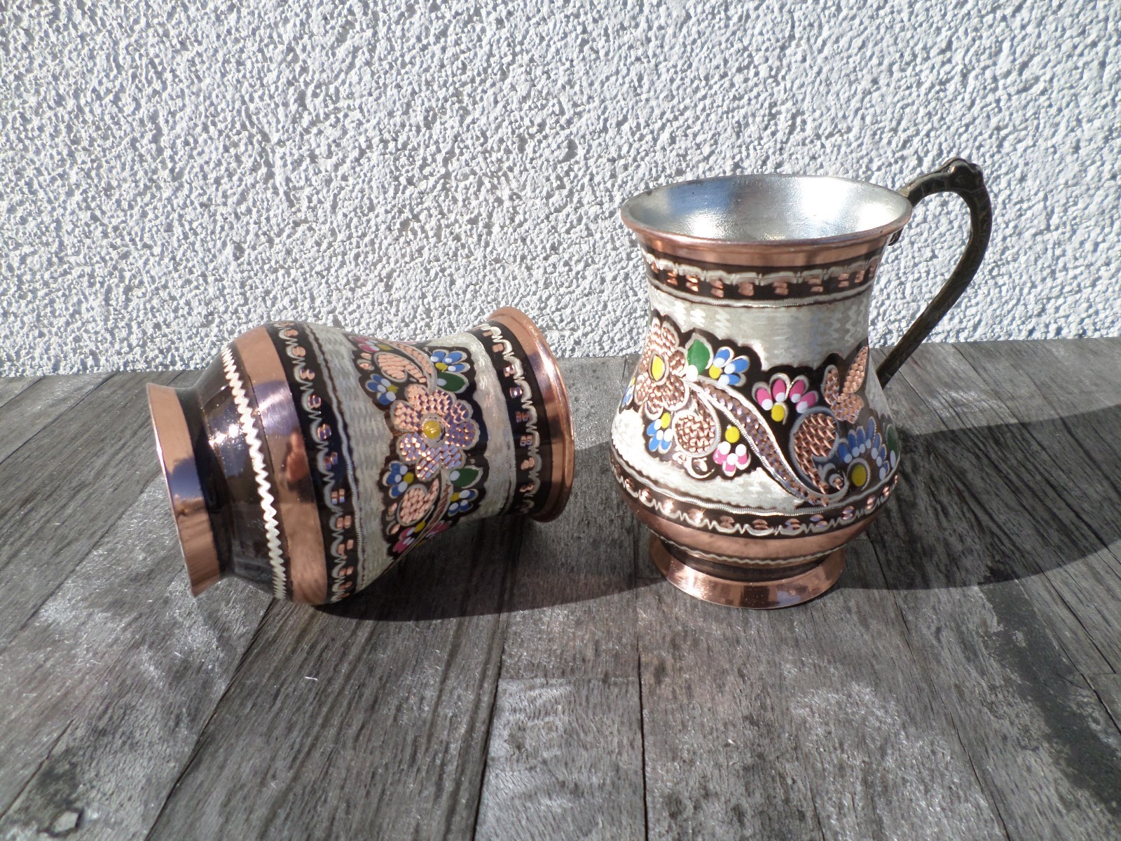 SET OF 2 Traditional Turkish Copper Handmade Masrapa / Tankard / Stoup ...