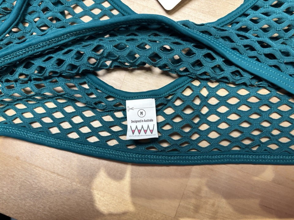 NWT Wicked Weasel 373 Crop Bikini Top MED Forest Green Mega Mesh Sexy ...