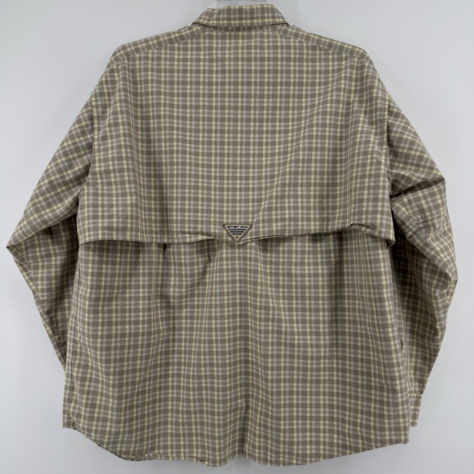 Columbia Mens PFG L Plaid Long Sleeve Button Up Shirt Vented Back ...