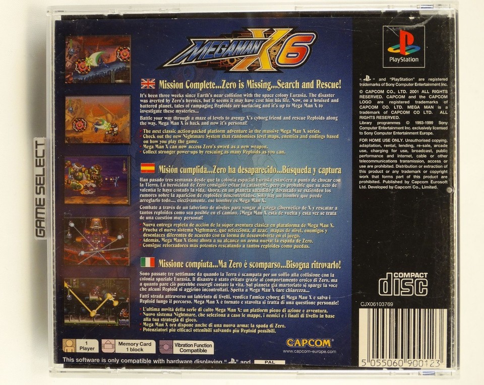 MEGA MAN X6 MEGAMAN X 6 PLAYSTATION 1 PS1 PS2 PS3 PAL ESP ITA ITALIANO ...