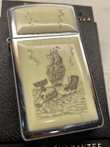 Vtg Zippo Moby Dick Ship/Whale Faux Scrimshaw Lighter 1971 ? Unusual ...