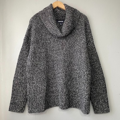 Lands End Size XL 18 Marled Gray Wool Blend Chunky Thick Warm Cowl Neck ...