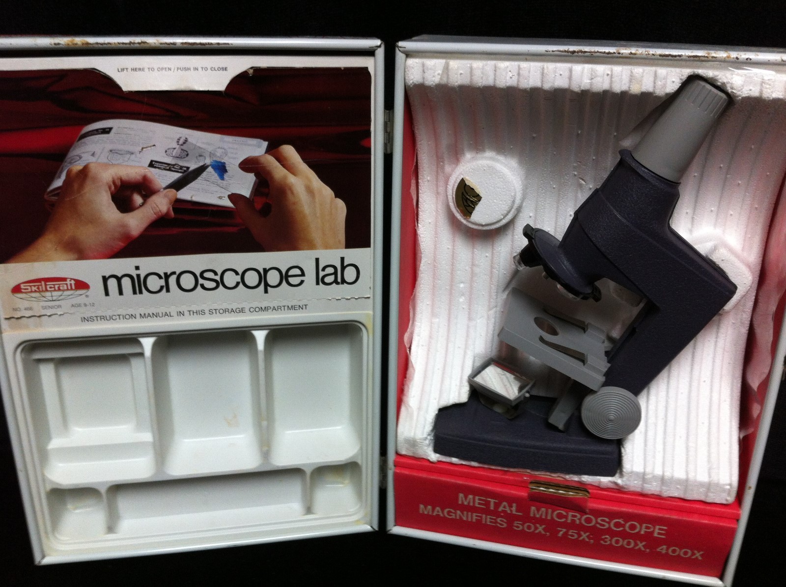 Vintage 1971 SKILCRAFT MICROSCOPE Science Kit Research Lab Set #466 ...