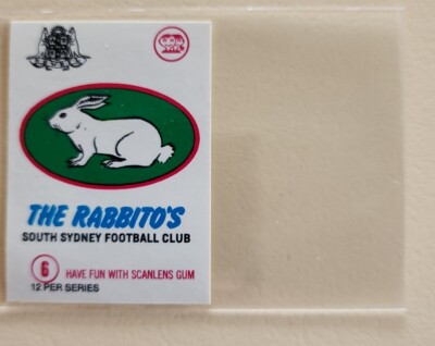 RUGBY LEAGUE 1974 SCANLENS SOUTH SYDNEY RABBITOHS LOGO EMBLEM STICKER ...