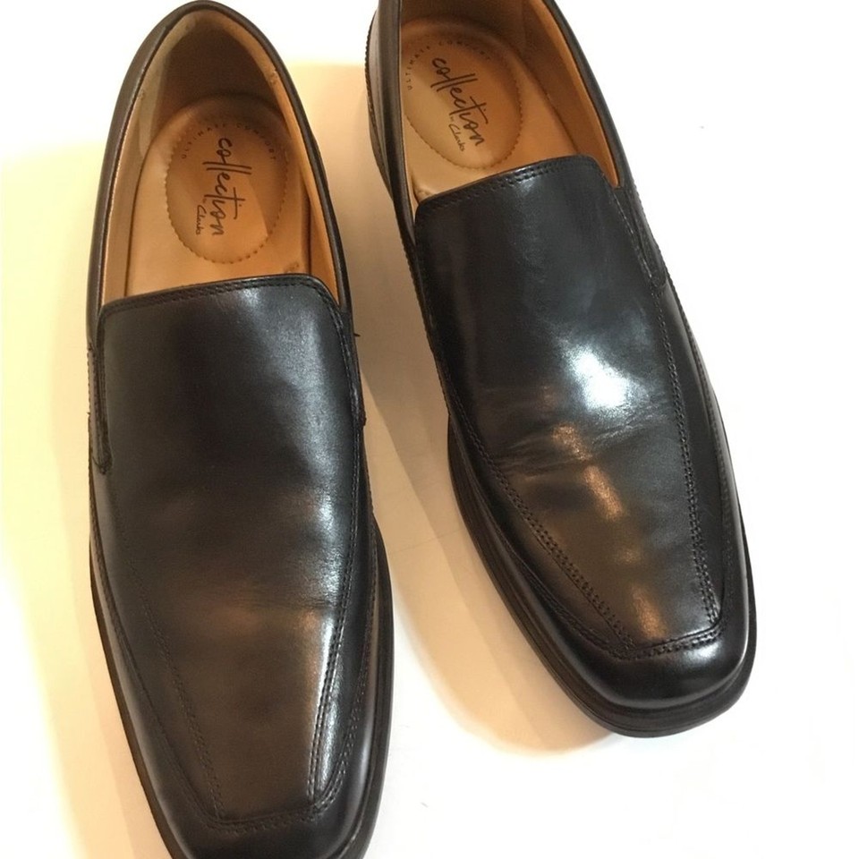 Clarks Collection Men's Black Leather Slip-On Loafers Size 10M- 15770 ...