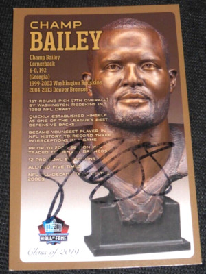 2019 HALL OF FAME BUST CHAMP BAILEY AUTO #D/150 SIGNED HOF AUTOGRAPH ...