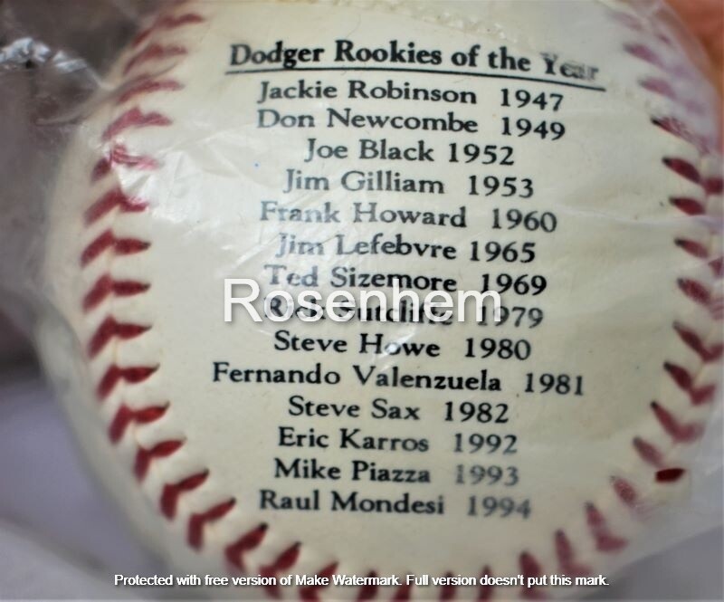 LA Dodgers Rookies of the Year 3 In a Row Collectible Baseball 1992 ...