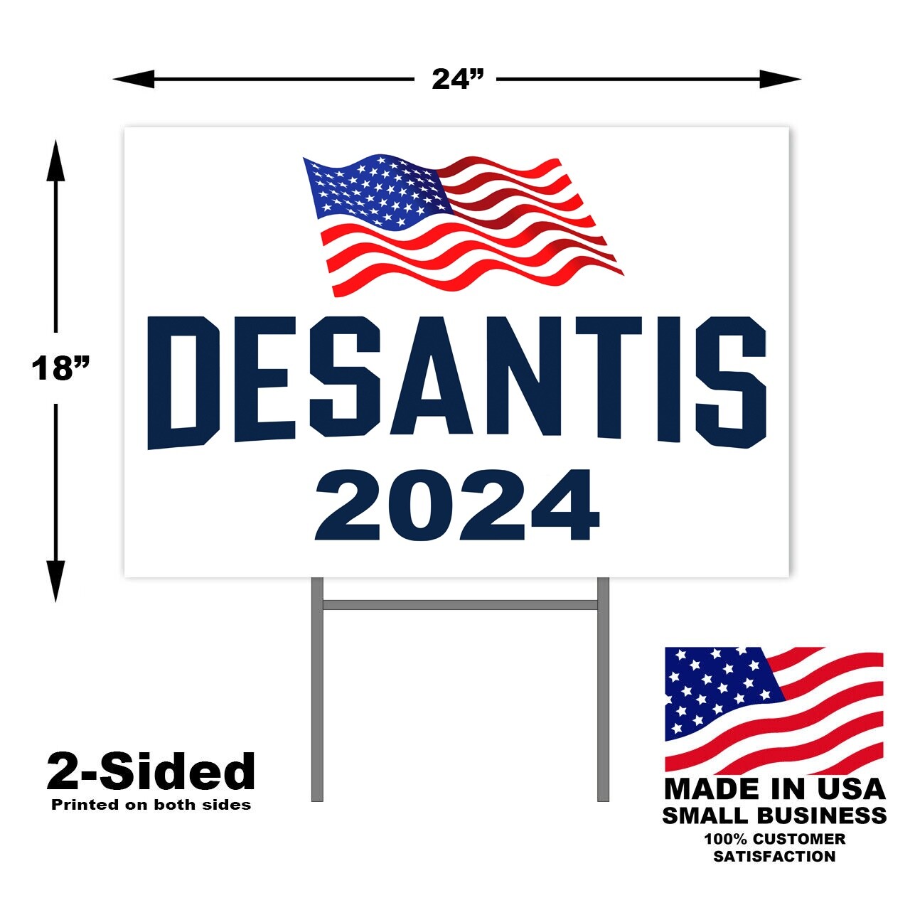 Ron Desantis for President 2024 2 sided yard sign with stake 18"x24" | eBay