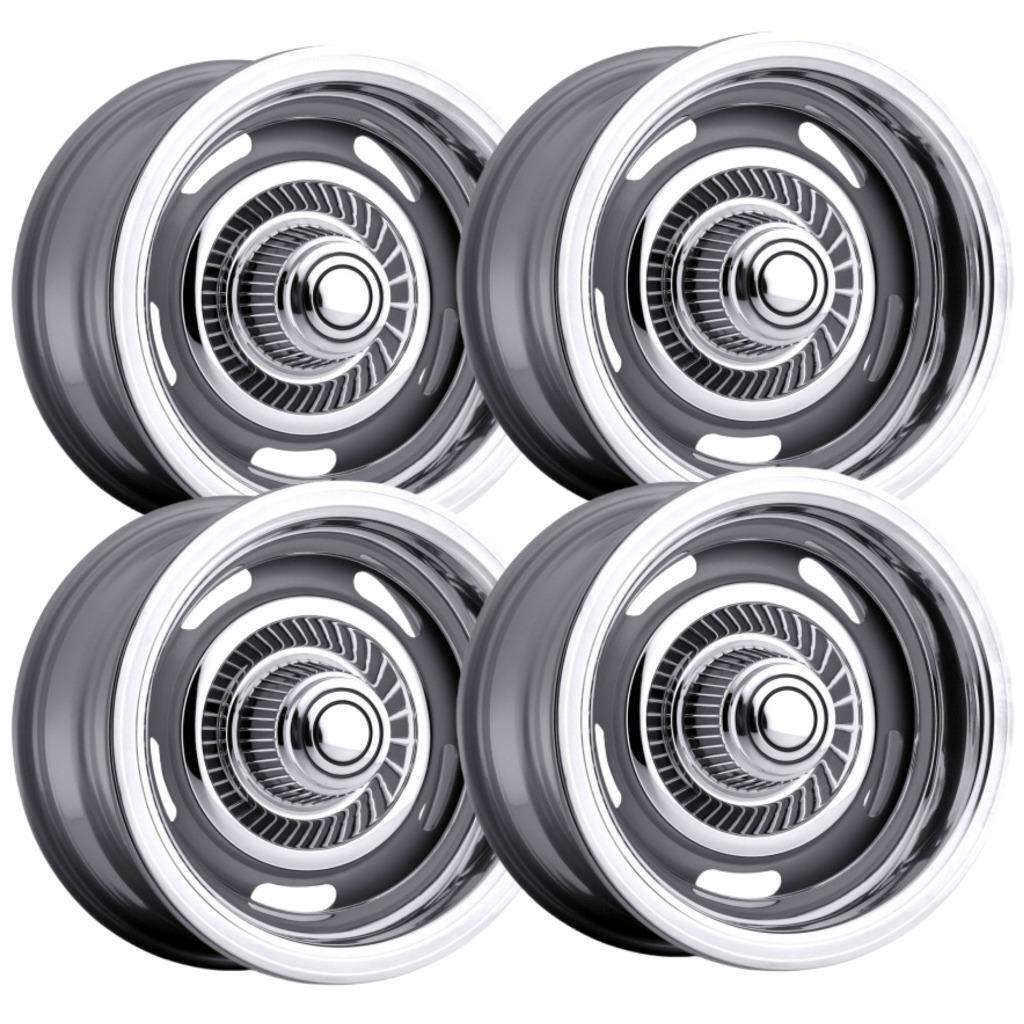 (Set-4) Vision 55 Rally 15x8 5x5.5 5x139.7 -12mm Silver Wheels Rims 15 ...