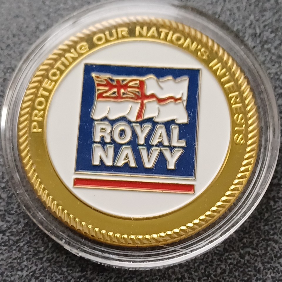 Royal Navy HMS NOTTINGHAM 24ct Gold Plated Collectable Coin 44mm dia ...
