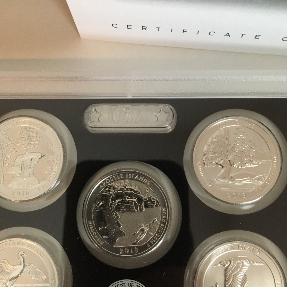2018 S, 90% SILVER REVERSE PROOF Quarters (5 Coin Lot)***199,116 ...