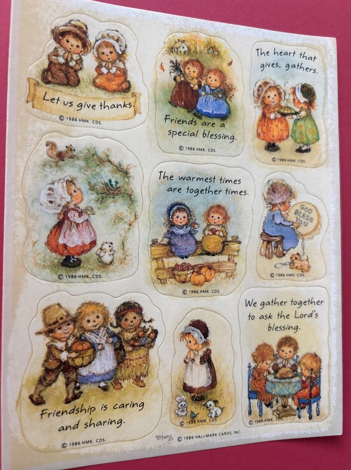 Vintage 80s Hallmark Thanksgiving With Sayings Sticker Sheet | eBay