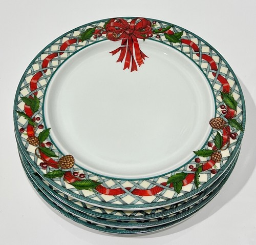 DANSK Portugal NORDIC HOLIDAY Christmas Pattern 9" SALAD PLATES Set of ...