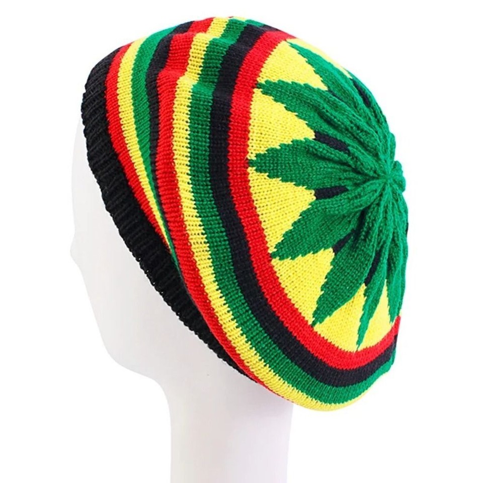 Wool Knitted Loose Knitted Beanie Jamaican Reggae Beret Cap Hip Hop ...