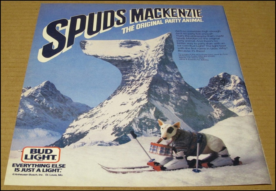 1987 Bud Light Beer Print Ad Beer Advertisement Vintage 10"x12" Spuds ...