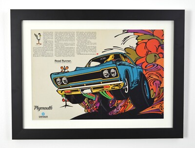 Vintage 1970 Plymouth Road Runner Print | 15x28 Framed Mopar Muscle Car ...