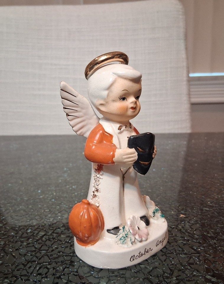 ART JAPAN October Boy Angel Figurine Spaghetti Trim Black Mask Pumpkin ...