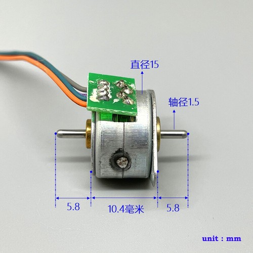 Micro 15mm 2-phase 4-wire Stepper Motor Dual 1.5mm Shaft Round Stepping ...