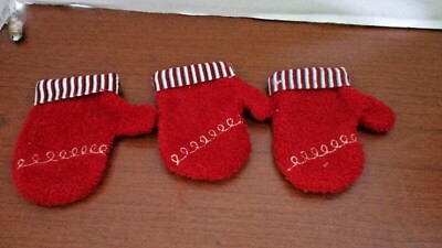 Set of 3 MINI RED CHRISTMAS MITTENS for Wreaths, Crafts | eBay