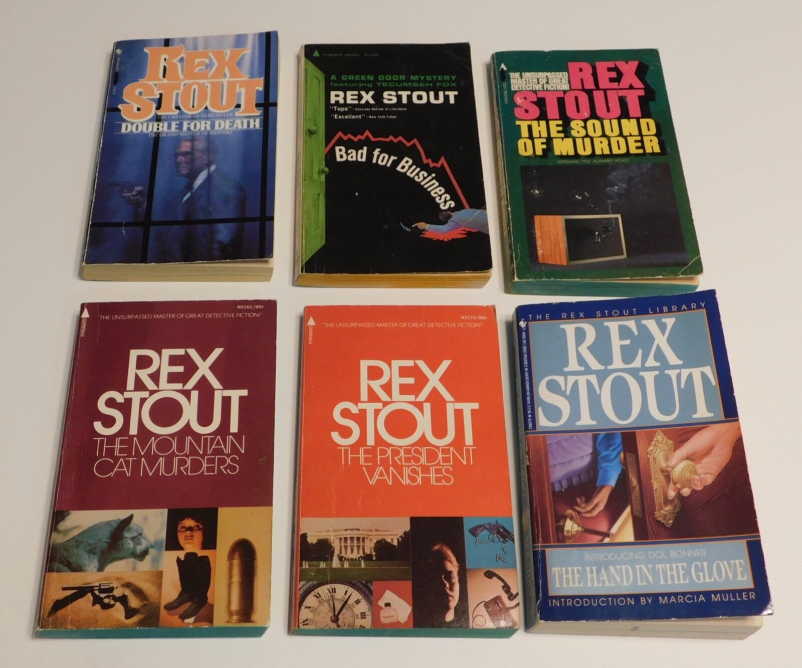 Lot of 6 Books by Rex Stout - paperback - Tecumseh Fox, Alphabet Hicks ...