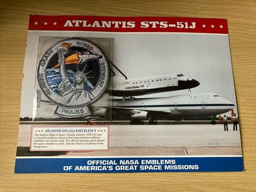 Atlantis STS-51J Mission Patch & Fact Card | Bobko Grabe Pailes Hilmars Stewart | eBay