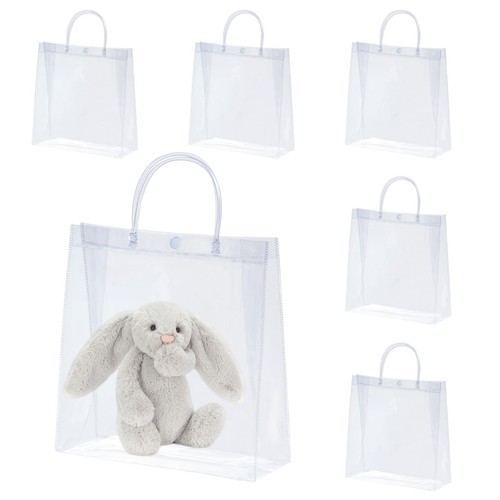 25Pcs Clear PVC Gift Bags with Handles, Small Plastic Tote Bags ...