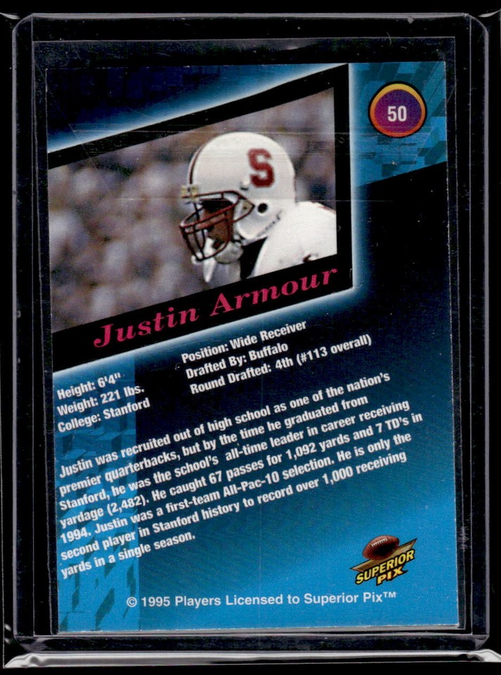 1995 Superior Pix #50 Justin Armour Autographs Near Mint or Better | eBay