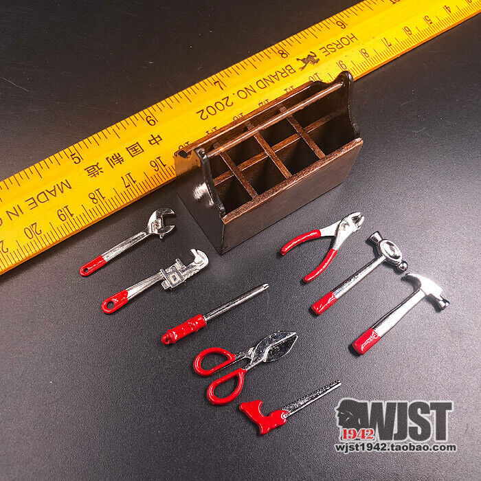 1/6 Scale Wooden Toolbox+Alloy Tool Model Scene Accessories For 12 ...