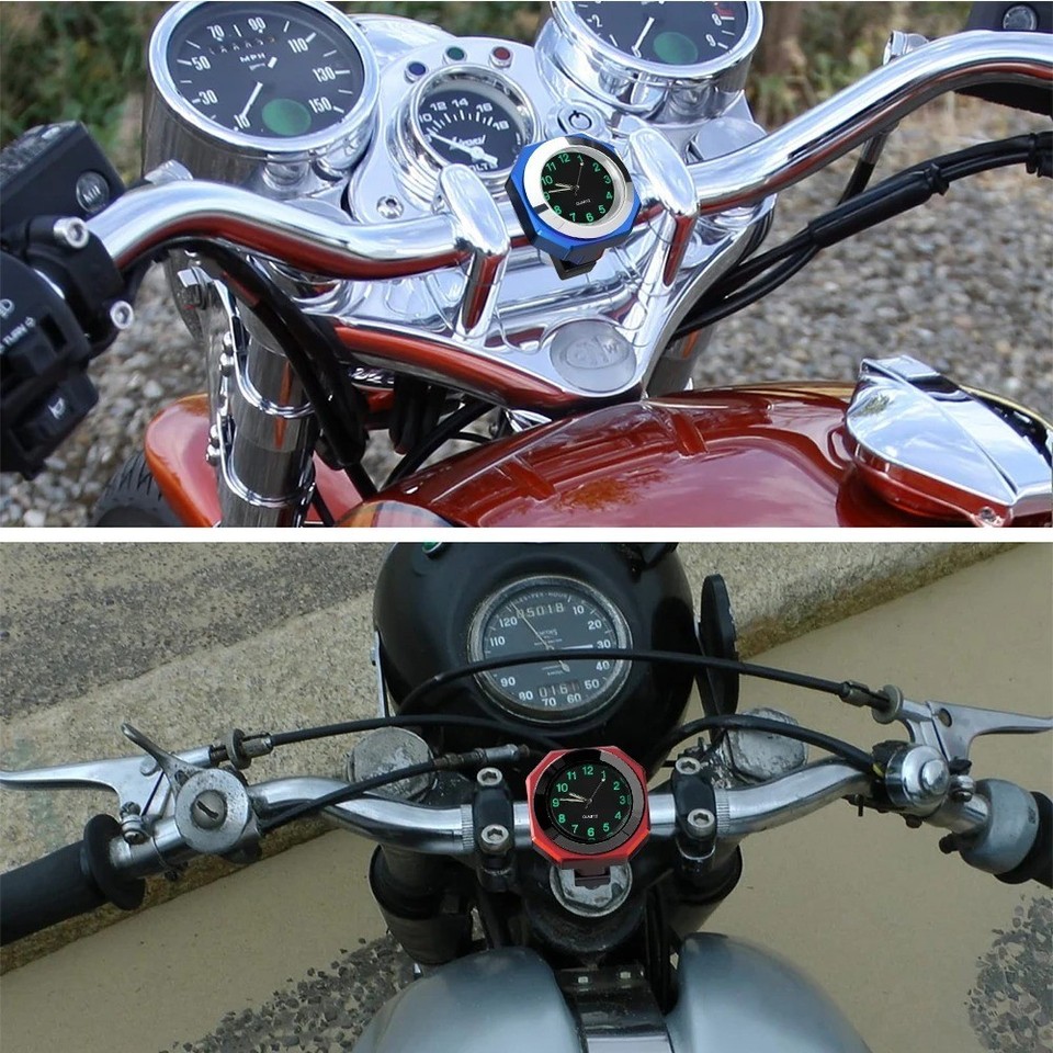 Universal 22-28mm Waterproof Motorcycle Bike Handlebar Clock Mount ...