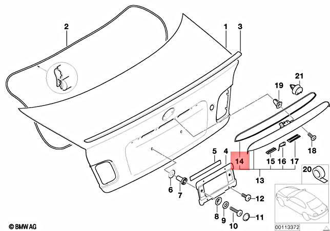 Genuine BMW E46 318Ci 320Cd 320Ci 323Ci 325Ci Gasket Trunk Lid Grip ...