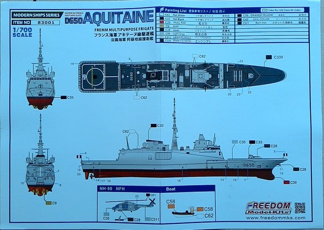Freedom 1/700 Model Kit Modern Ships Series Aquitaine D650 Destroyer ...