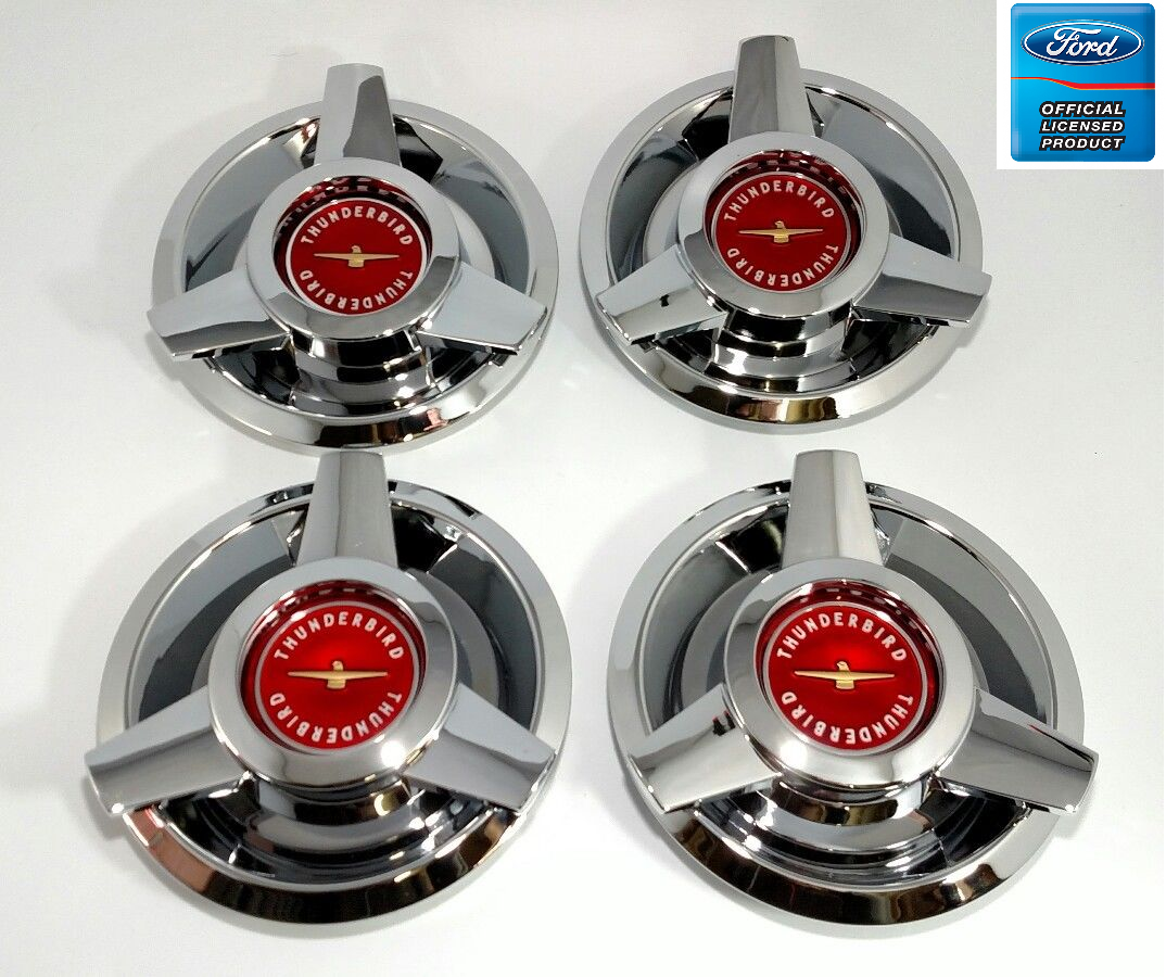 (Set/4) Red Logo Wire Wheel Spinner Hubcaps For 1962-1963 Ford ...