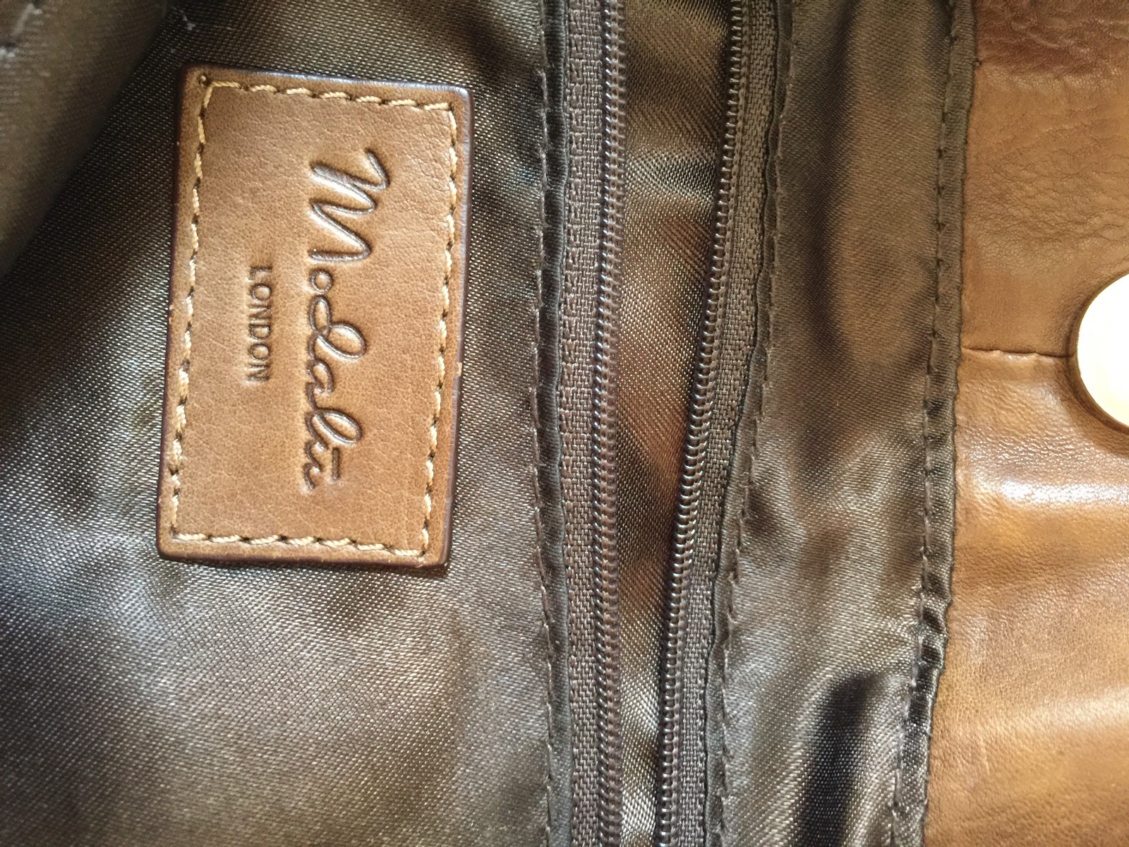 Modalu London Leather Handbag Bag. Colour Tan with Gold Rings Studs | eBay