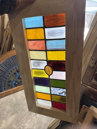 SG5255 Antique Stained Glass Patchwork Window 11.75 X 23.25 | eBay
