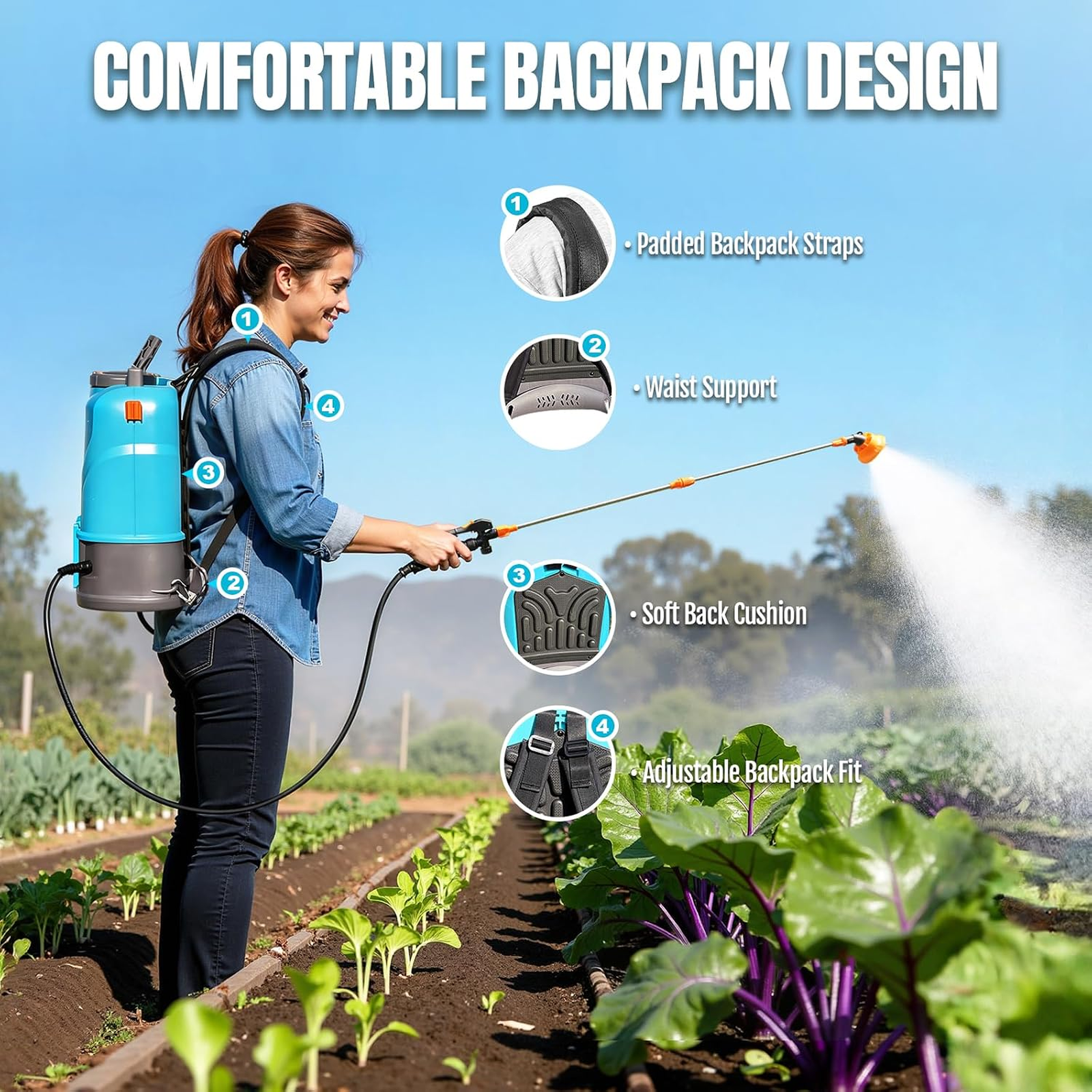 4.2 Gallon Battery Powered Backpack Sprayer, 120 PSI Powerful Electric ...