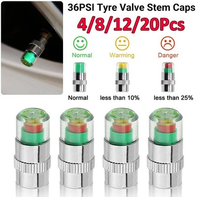 4/8/12/20Pcs Car Valve Tyre Caps Dust Monitor Wheel Pressure PSI Tire ...