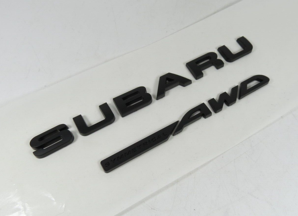 SET Subaru Legacy Impreza Crosstrek Symmetrical AWD Emblem Rear Black ...