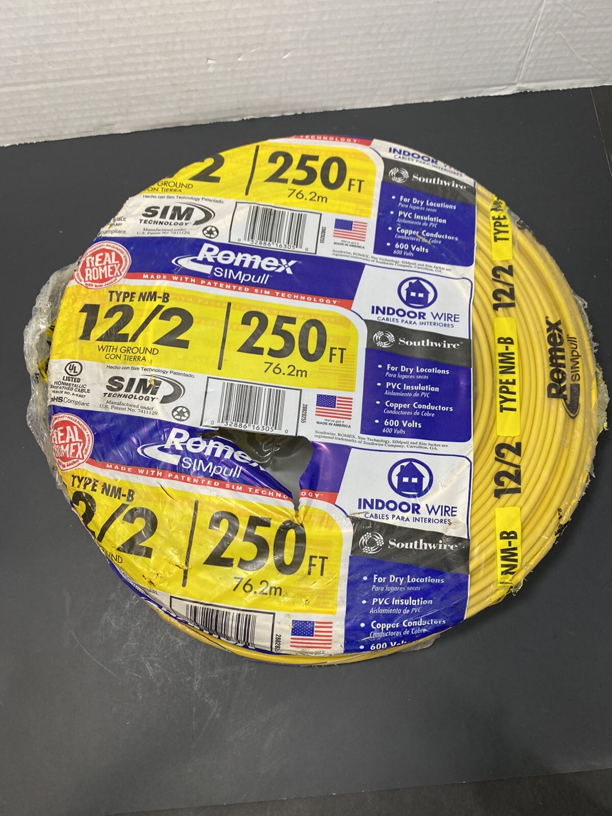 12/2 Romex Wire 12-2 AWG 250ft Non Metallic Copper Cable 32886163050| eBay