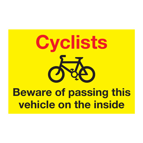 Cyclists Beware of Passing This Vehicle on the Inside HGV / Van / Lorry ...