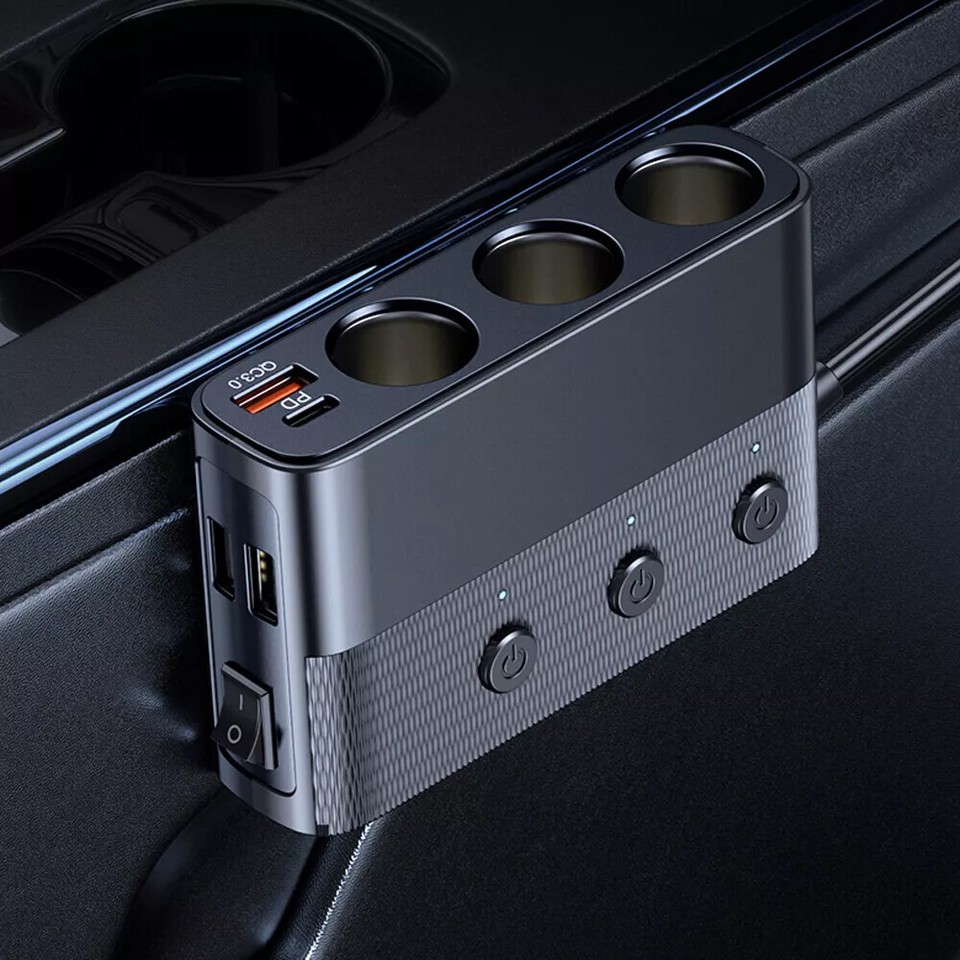 Multiple Cigarette Lighter Adapter Outlet 3Socket Splitter Multi USB ...