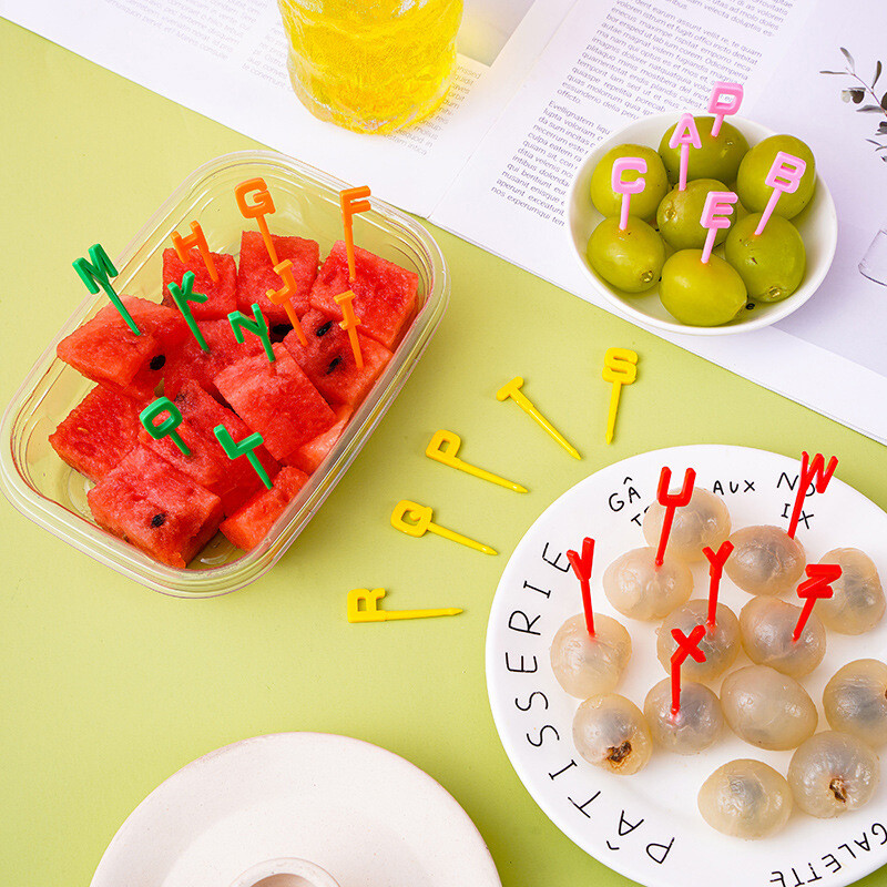 Bento Vegetable Crockery Cute Mini Children Alphabet Fruit Forks ...