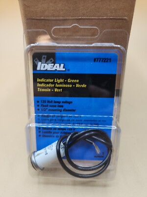 Ideal 777221 Indicator Light Green 125V Flush Neon Lens 6" Wire Leads ...