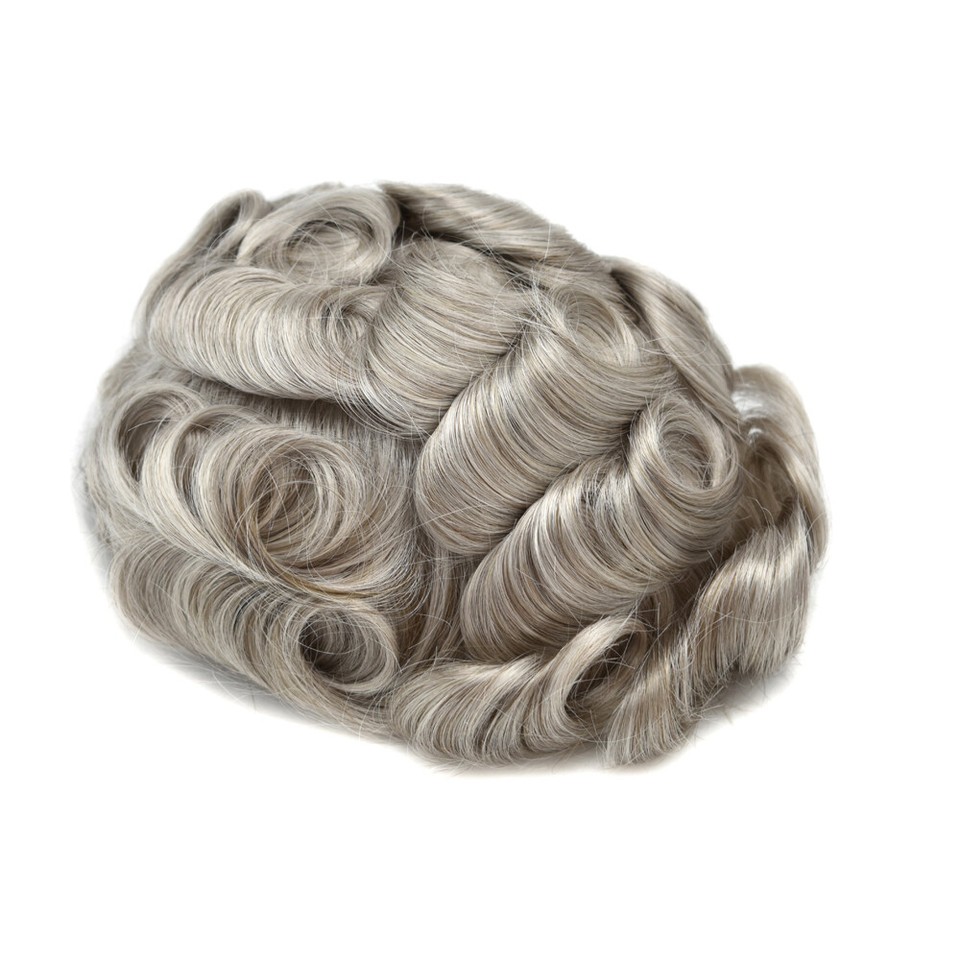 Mens Toupee Human Hair Replacement Full Poly Skin Injected PU System ...