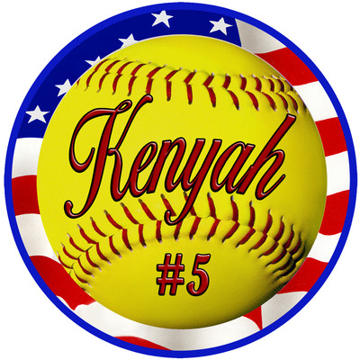 12 Softball USA Flag Outdoor Decals Stickers Personalize 4" Round Add ...