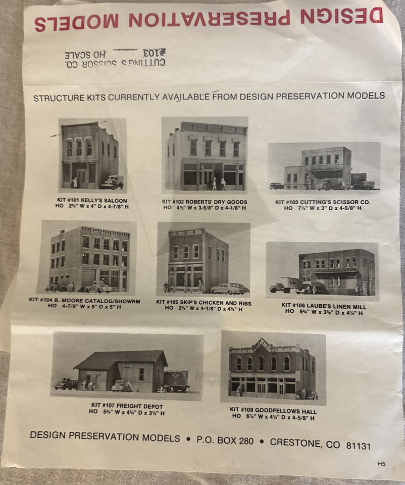 HO Scale DPM Design Preservation Models #103 Cutting's Scissor Co ...