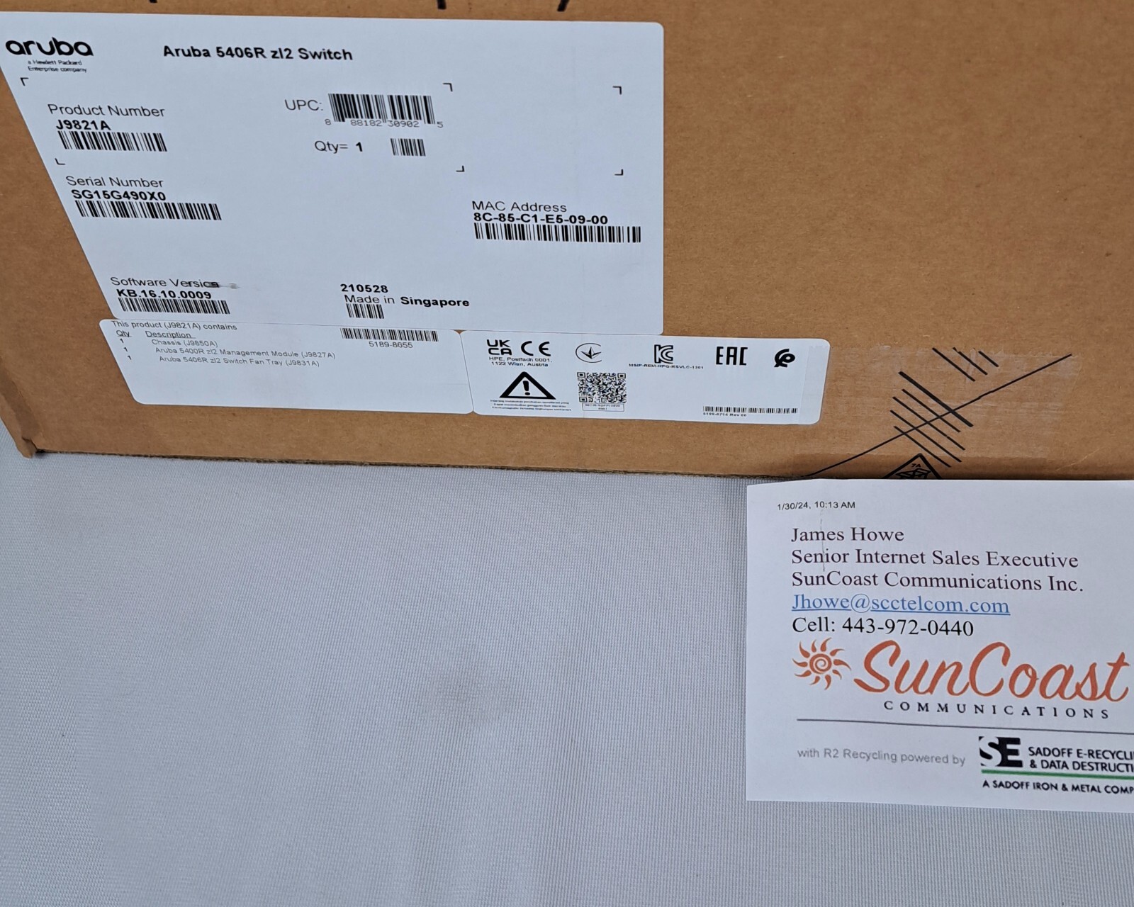 HP Aruba 5406R Managed Rack Switch (J9821A) for sale online | eBay