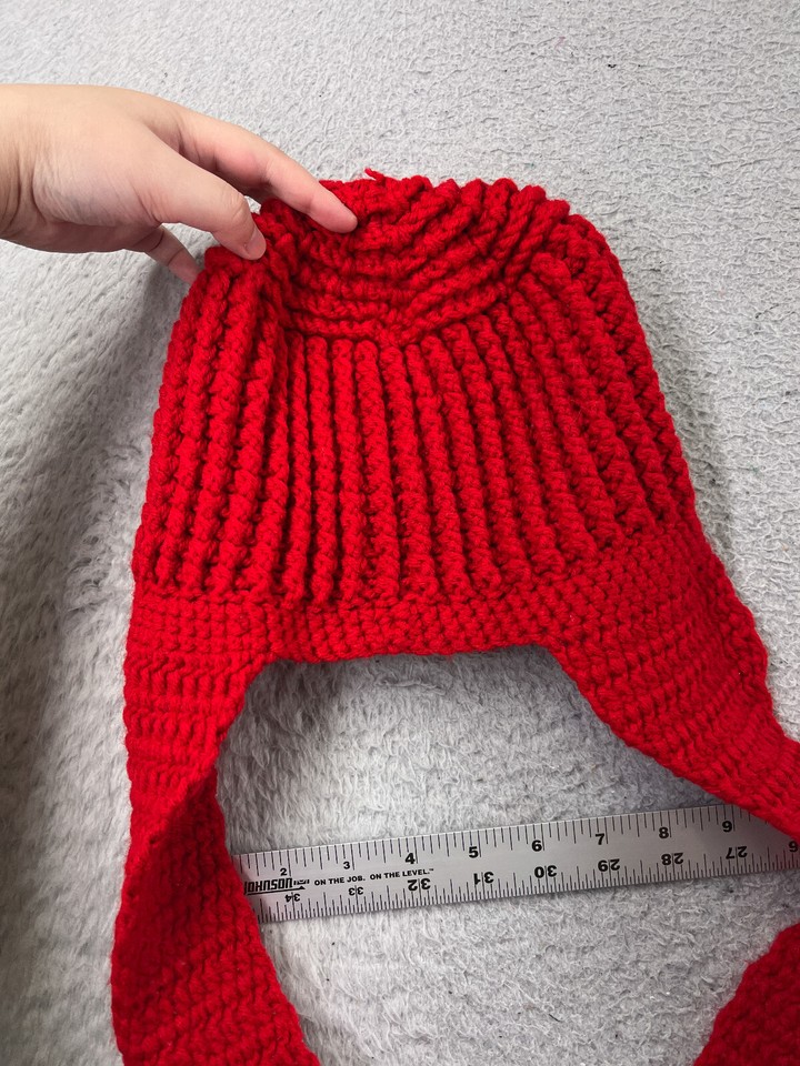 Beanie Toque Adult Red Knit Long Ear Flaps Acrylic Blend Winter Snow ...